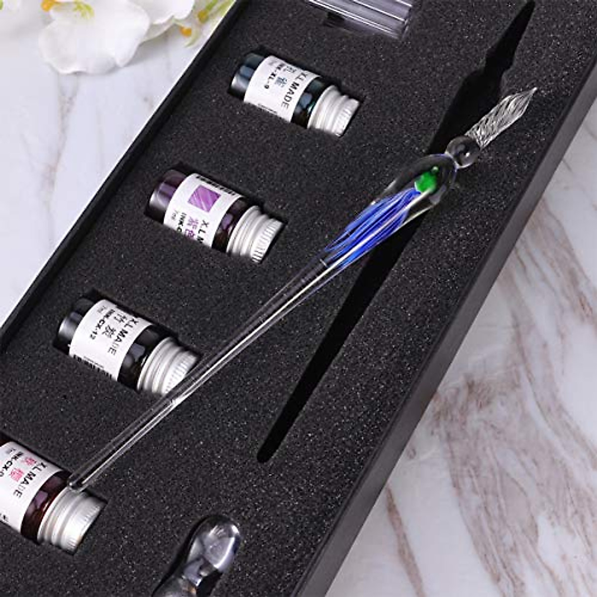 Holibanna Stocking Stuffers Christmas Gifts Christmas Gifts Stocking Stuffer Gifts Crystal Glass Dip Pen with Ink Sign Pen Calligraphy Pens Set Gift Boxed Gifts 1 Set Yule Gifts