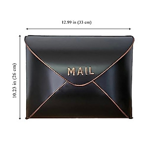 NACH Black Mailbox Wall Mount, 12.5 x 5 x 10 inch Wall Mount Mailboxes for Outside, Waterproof Mailboxes for Outside - Envelope Mailbox