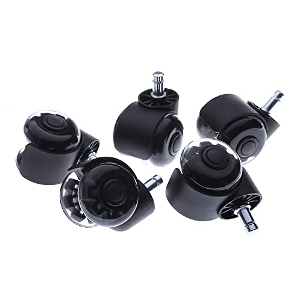 Slipstick Premium Rubber Office Chair Caster Wheel Replacements (Set of 5) for All Hard Surface Floors and Carpet, Heavy Duty 2 Inch Twin Rollerblade Chair Wheels with Universal Fit 7/16” Stem, CB684