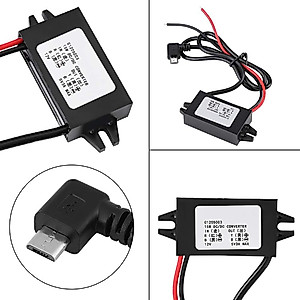 DC-DC 12V to 5V 3A Micro USB Converter Voltage Step Down Regulator Waterproof Power Converters for Car Smartphone