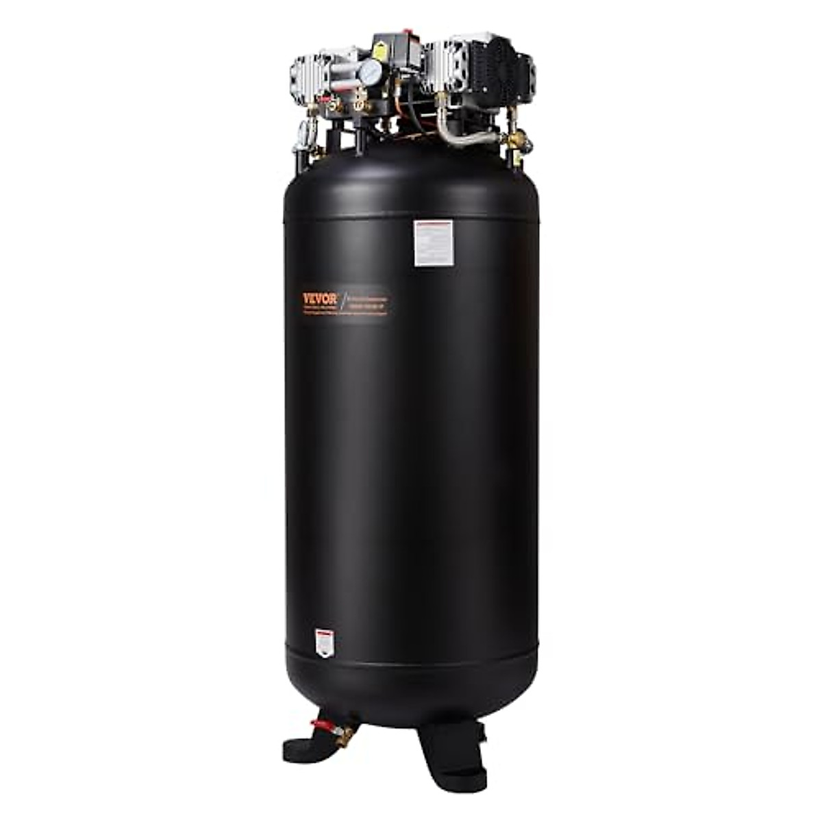 VEVOR 80 Gallon Air Compressor, 6.5HP 15.5SCFM@90 PSI, 2-Stage 145PSI Oil Free Stationary Compressor Tank, 86dB Quiet Compressor for Industrial Manufacturing, Workshops (220V/60Hz Single-Phase Power)