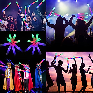 Jiahz Glow Sticks Bulk, 32 PCS Foam Glow Sticks, LED Foam Sticks in The Dark Party Supplies with 3 Modes Colorful Flashing, Glow Sticks Party Pack for Wedding, Concert, Party