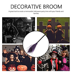 FOMIYES Halloween Witch Broom, Plastic Witch Broomstick Net Yarn Broom Prop for Halloween Costume Dress Up AccessoriesRandom Color