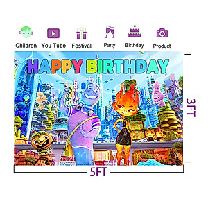 Fire Elemental Backdrop for Birthday Party Supplies 5x3ft Elemental Theme Baby Shower Banner for Birthday Party Cake Table Decoration