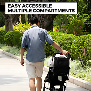 Bybee Baby Universal Stroller Organizer with Insulated Cup Holder, stroller phone holder. Parent Console AccessorieFits for Stroller like Uppababy, Baby Jogger, Britax, BOB, Umbrella and Pet Stroller.