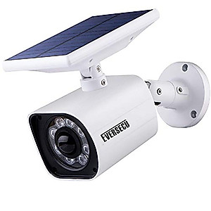 Outdoor Motion Sensor Solar Lights Dummy Decoy Fake Security Camera - 800Lumens 8 LED Spotlight 5-Watt Solar Lights Outdoor IP66 Waterproof, Wireless Solar Flood Light for Porch Garden Patio Driveway
