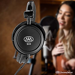 AxcessAbles On-Ear Closed-Back Studio Headphones | DJ Headphones with 6ft Cable and 1/4-inch Jack Adapter | 38mm Neodymium Driver Swiveling Cups| Guitar Practice Headphones | Recording Headphones