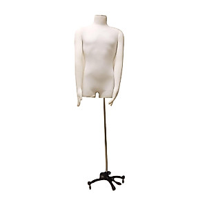 40" Chest Waist HIPS Male Mannequin Dress Form + PINNABLE ARMS Cream