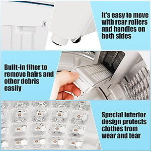 Nictemaw Portable Washing Machine, 17.8Lbs Capacity Full Automatic Portable Washer, 2.3 Cu.ft Portable Washer Dryer Combo with 8 Cycles, LED Display, Drain Pump for Apartment, Dorm, RV