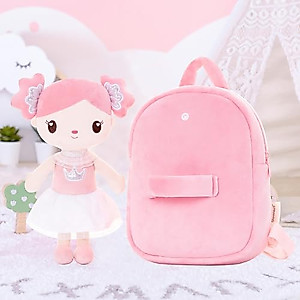 Gloveleya Toddler Backpack Kids Backpacks Rag Doll Girls Candy Doll Pink 9"