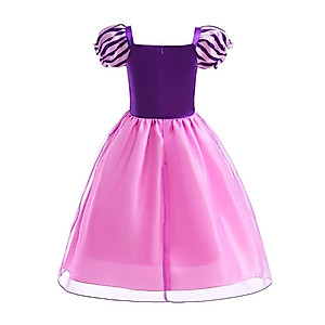 Dressy Daisy Little Girls Long Hair Princess Fancy Dress Up Costume Halloween Birthday Party Cosplay Outfit with Size 6