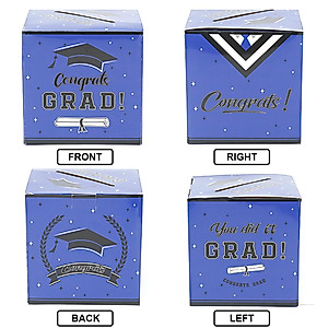 Blue 2024 Graduation Card Box, Card Box for Graduation Party, Graduation Gift Card Box for 2024 Graduation Decorations, Graduation Party Supplies for Class of 2024 High School & College Graduation