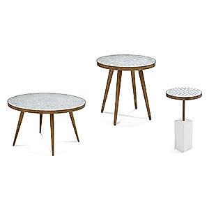 Bassett Mirror Company Kemira Marble Round Cocktail Table in White