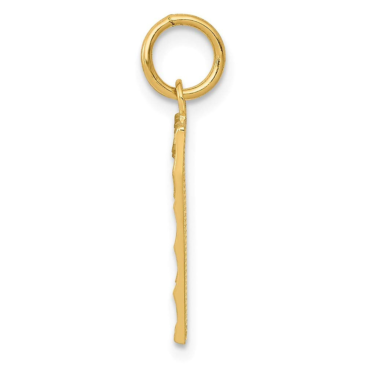 Solid 14k Yellow Gold Casted Medium Diamond-Cut Number 7 Charm Pendant - 22mm x 9mm