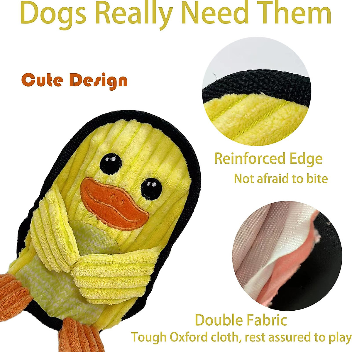 AIMETING Squeaky Dog Toys 3 Pack, Soft and Tough Dog Plushes, No Stuffed Dog Toy Sets, Durable Pet Chew Toys for Small, Medium and Large Dogs Interact and Reduce Boredom