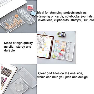 WeiMeet 6 Pieces Stamp Blocks Acrylic Clear Stamping Blocks Tools with Grid Lines for Scrapbooking Crafts Making
