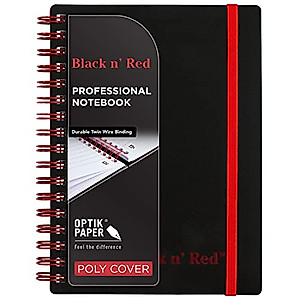 Black n' Red Notebook, Durable Poly Cover, Premium Optik Paper, Environmentally Friendly, Spiral Binding, 5-5/8" x 3-3/4", 70 Double-Sided Ruled Sheets, 1 Count (F67010)