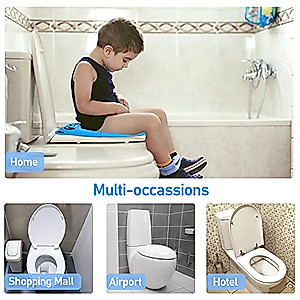 Pejoye Foldable Toilet Seat Toddler, Portable Toilet Training Seat for Kids, Travel Toddler Toilet Seat in ABS Material with 8 Anti Slip Silicon Pads and 1 Carry Bag, Blue Panda