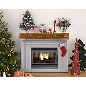 60" Rustic Wood Fireplace Mantel | Wall-Mounted & Floating Shelf for Home Decor