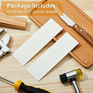 Tinlade 2 Pcs G10 Knife Handle Spacer Material 6.3 x 2 x 0.04 Inches G10 Sheet Knife Handle Liners for Knife Scales Slabs Making Supplies (White)