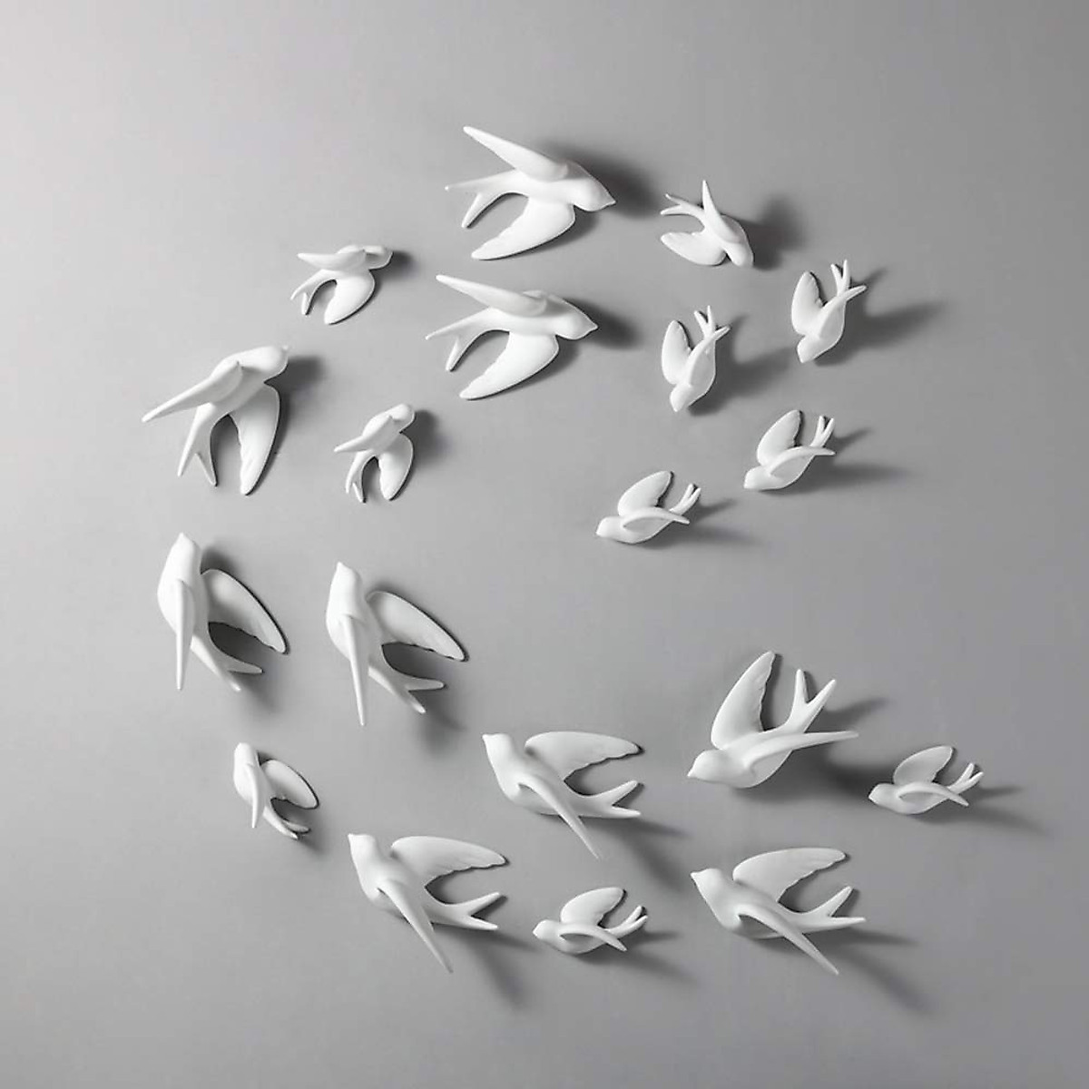 IFFUNNI White Ceramic Birds - Set of 6 pcs Ceramic Birds Swallows Wall Art Design Figurine Statue Collection Home Garden Décor