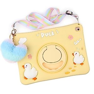 [Happy Duck] Kid's Case for iPad Mini 1/2/3,Cute iPad Mini 5th/4th Gen 7.9” Cover for Children Girls Lady with 360° Rotating Stand (iPad Mini 5/Mini 4)