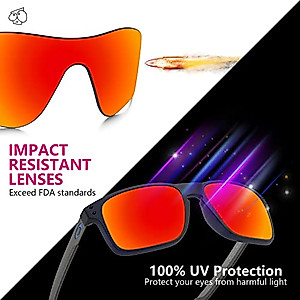 EZReplace Lenses Replacement for Oakley Scalpel OO9095 Sunglasses (Polarized Lenses) - Fits Oakley Scalpel Frame (Ice Blue+Fire Red)