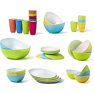 Maxi Nature Salad Bowl Set of 2 - Microwave, Dishwasher & Freezer Safe - Unbreakable & Lightweight Plastic Serving Bowls - Use for Ramen, Noodles, Soup, Pasta & More - Large Size