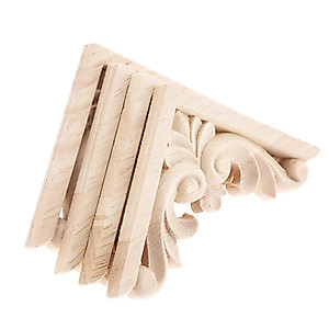 MUXSAM Furniture Applique, 8x8cm/3.15"x3.15", Wood Carved Corner Onlay Unpainted Frame Decal for Wall Cabinet Door Bed Dresser Mirror Decoration(4-Pack)
