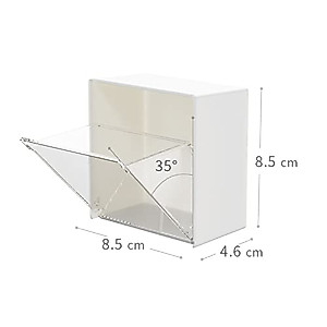 curfair Storage Box Storage Container Convenient Wall Mounted Clamshell Design Plastic Cotton Swab Storage Holder for Office Storage Case Easy to Install Household Supplies-White