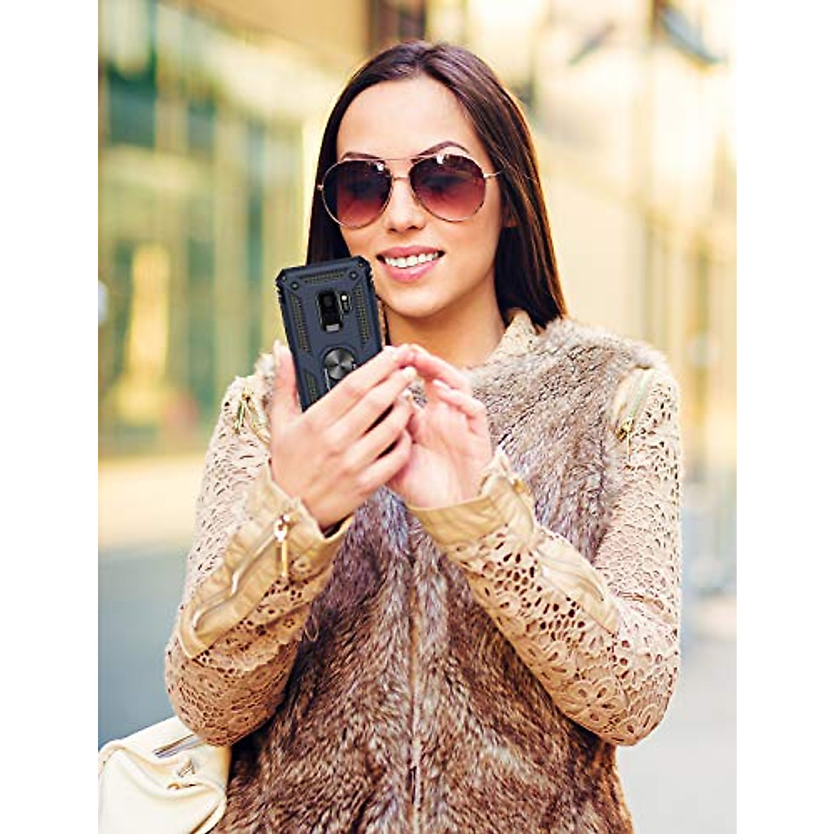 LUMARKE Galaxy S9 Case,Military Grade 16ft. Drop Tested Dual Layered Heavy Duty Cover with Magnetic Ring Kickstand Compatible with Car Mount Holder,Protective Phone Case for Samsung Galaxy S9 Blue