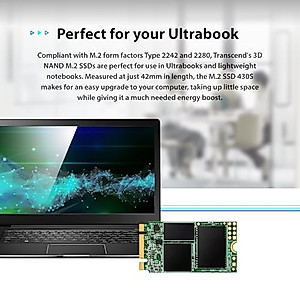 Transcend 128GB MTS430S M.2 2242 SATA3 SSD, Internal Solid State, Compatible with Laptop & PC Desktop - TS128GMTS430S