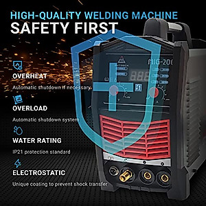 AUTOGEN 200A MIG Welding Machine, 3 in 1 MIG/Lift TIG/MMA Welding Machine, 110V/220V Dual Voltage Stick Welder IGBT DC Inverter
