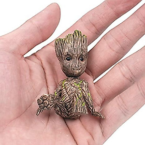PVC Statue Groot in for Kids Home Decor Miniature Fairy Garden Sitting Groot Figurine, Brown