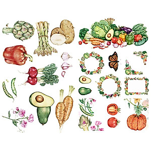 Seasonstorm Hand Draw Vegetables Kawaii Aesthetic Pastel Art Agenda Journal Planner Stationery Stickers