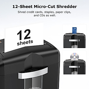 Bonsaii Paper Shredder for Office, 110-Sheet Autofeed & 12-Sheet Manual Micro Cut Heavy Duty Paper Shredder, P-4 Auto Feed Paper and Credit Card Shredder with 4 Casters, 6.1 Gal Transparent Bin C233-B