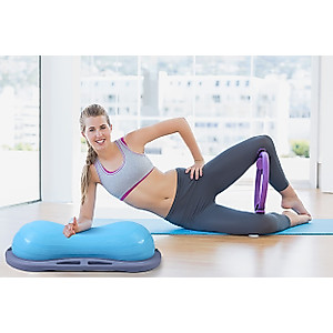 Nice C Balance Ball, Half Ball, Balance Ball, Exercise Workout Trainer, with Resistant Band, Strength Fitness Yoga with Bonus Foot Pump (Blue Peanut)