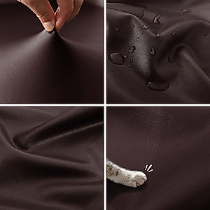 vctops Waterproof Faux Pu Leather Armrest Covers Vintage Stretch Arm Covers for Chairs Couch Sofa Armchair Slipcovers for Recliner Sofa 2pcs, Dark Coffee