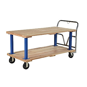 Vestil VHPT/D-3060 Double Decker Hardwood Platform Cart, 1600 lbs Capacity, 60" Length x 30" Width Deck, Overall Height (in.) 36-1/2, Lower Deck Height (in.) 9-1/2, Top Deck Height (in.) 29-1/2