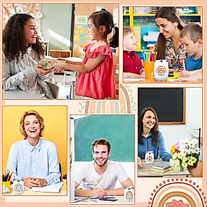 10 Pack Teacher Gifts Mug Bulk Boho Rainbow Wine Tumbler Thank You for Being Awesome Stainless Steel Tumbler with Lids Straws and Brushes Insulated Coffee Tumbler for Woman Teacher Present, 12 oz