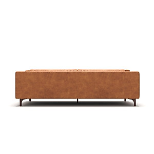 Valencia Mary Leather Couch 93" | Top Grain Nappa 11000 Leather Wide Seat, Solid Wood Frame, Plush Cushioning, Top-Stitched French Seams, Saddle Tan