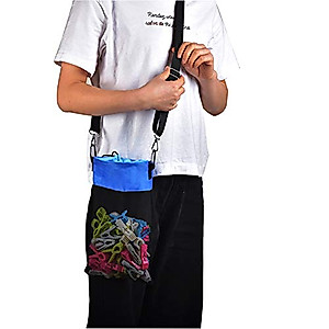 XQBAG Mesh Clothespin Bag, Large-Capacity Clothespin Storage Organizer with Hooks, Multi-Purposes Storage Mesh Bag Drawstring Closure Bag (Blue)