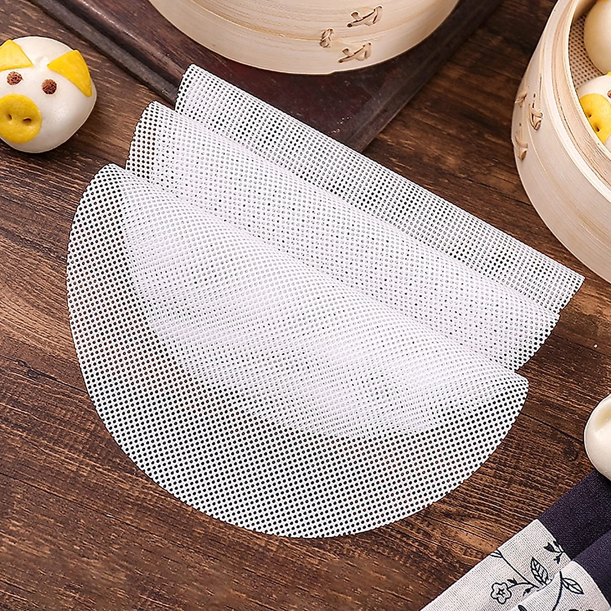 10 inch Non Stick Silicone Steamer Liners Mesh Mat Pad Steamed Buns Dumplings Baking Pastry Dim Sum Mesh Reusable Silicone Steamer Liners pastry mat bamboo steamer liners 10pcs