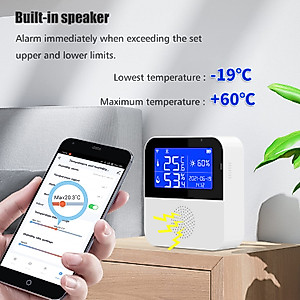 5-in-1 Wi-Fi Smart Temperature and Humidity Meter, 2.9-inch Screen, High-Precision Sensor, APP Control, Brightness Display, Smart Backlight, Temperature Unit Switching, USB Charging