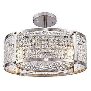 Zhizenl Caged Ceiling Fan with Lights, Indoor Enclosed 6 Speeds Reversible Ceiling Fans with Remote Control, Crystal Modern Industrial Ceiling Fan Lights for Living Room Bedroom Kitchen