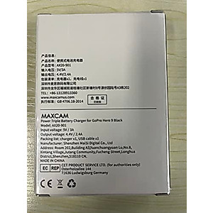 MAXCAM Power Triple Battery Charger for GoPro HERO11/HERO10/HERO9 Enduro Battery Black