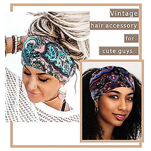 Aceorna Boho Headbands Wide Knot Hair Band Elastic Turban Head Band Stretch Twist Head Wraps Fashion Hair Accessories for Women 3 Pcs (Set F)