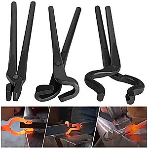 Knife Making Tongs Set Forging Blade Knife Tongs Tools Assembled Knife Making Blacksmith Bladesmith Anvil Forge (3-Pack)