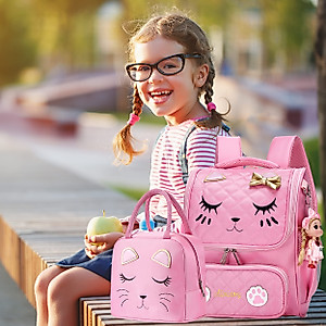 Backpack for Kids Girls School Backpack with Lunch Box Preschool Kindergarten BookBag Set