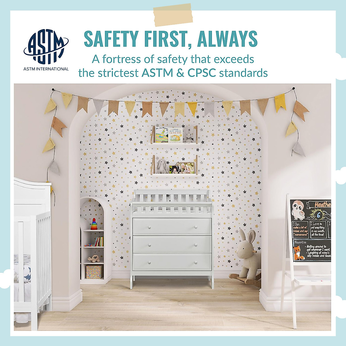 Dream On Me Marcus Changing Table And Dresser In Grey, Features Three Spacious Drawers, Non-Toxic Finishes, Comes With 1" Changing Pad, Made Of Solid Wood